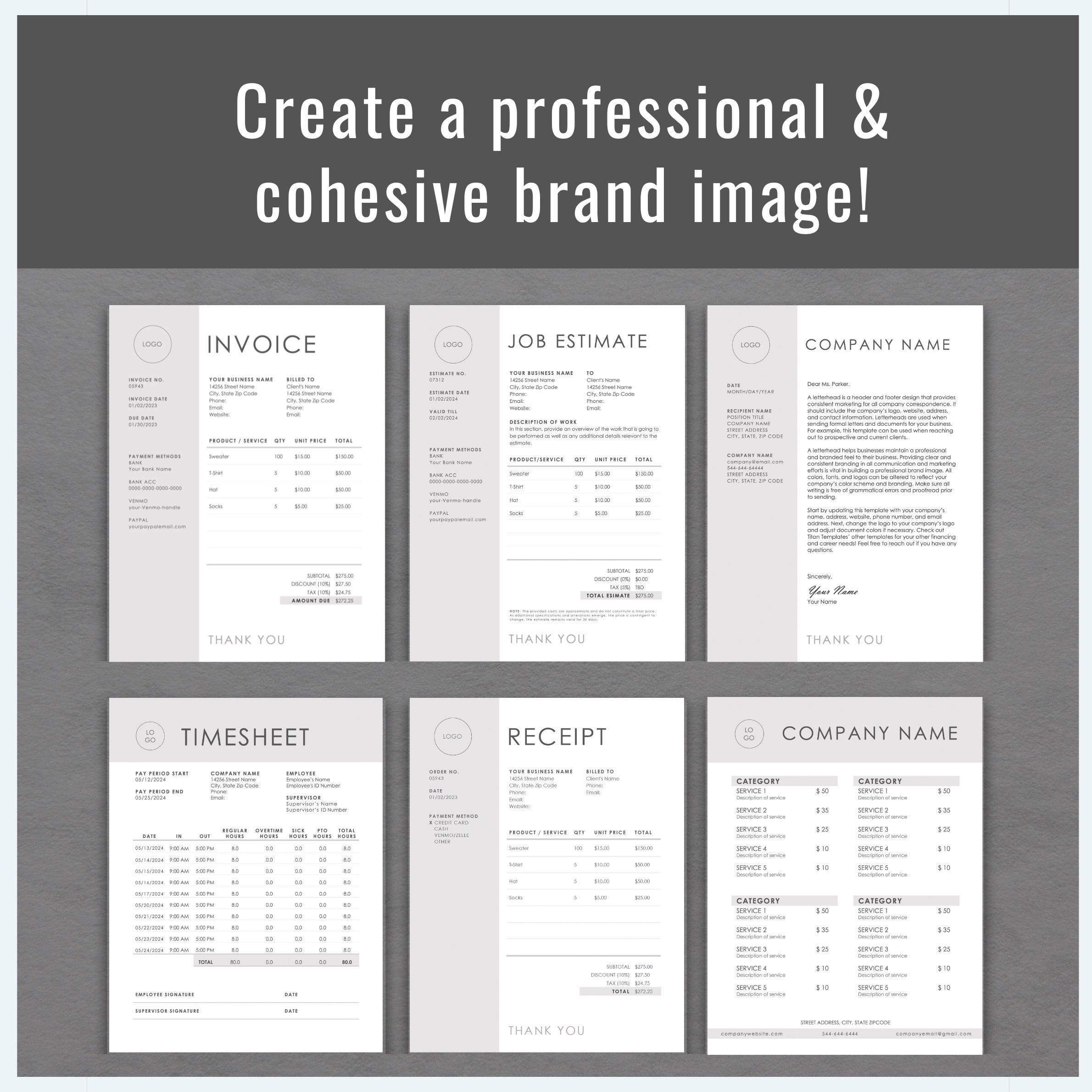 Ultimate Business Template Bundle | Invoice, Letterhead, Receipt ...