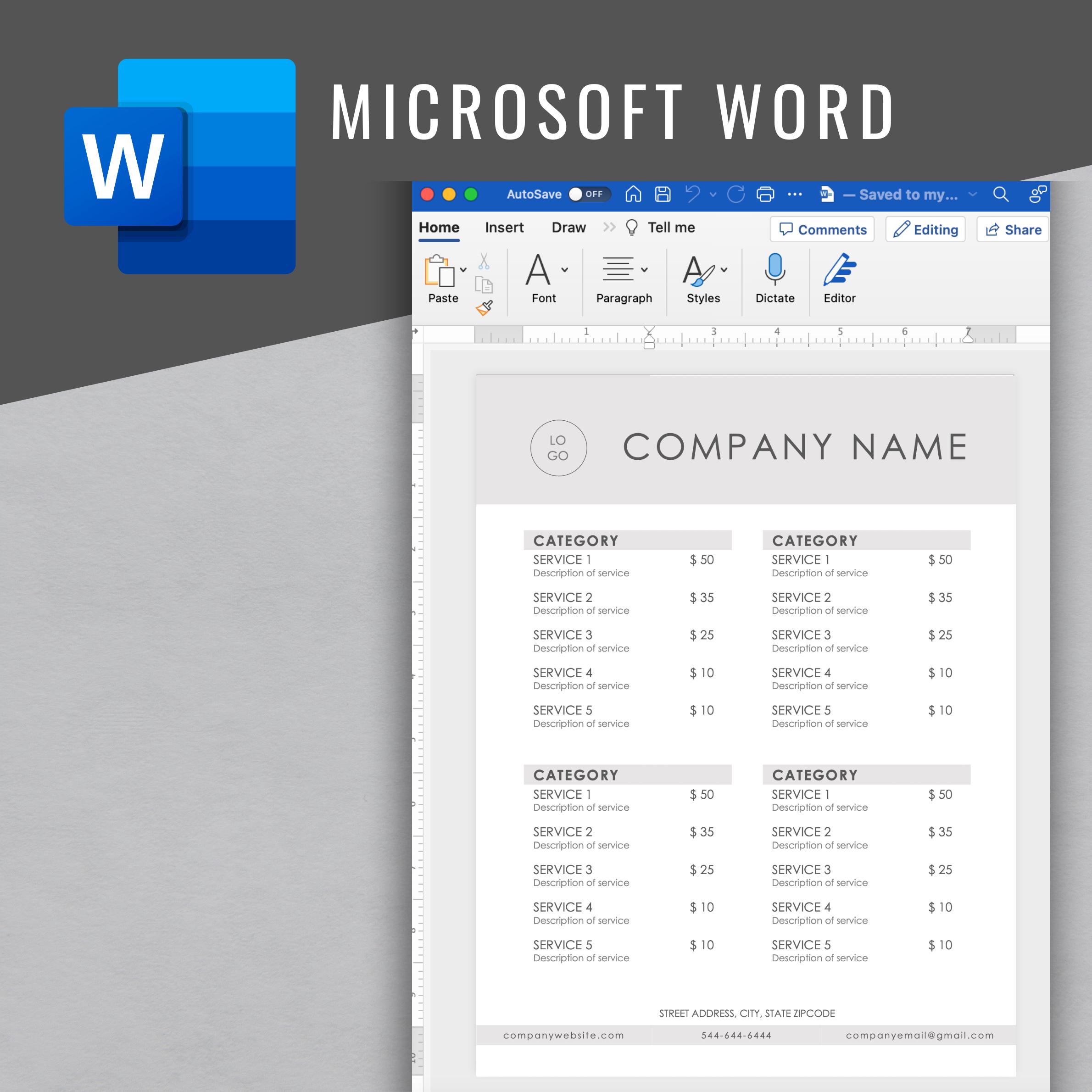 Price List Template | Modern and Professional Price List | Microsoft ...
