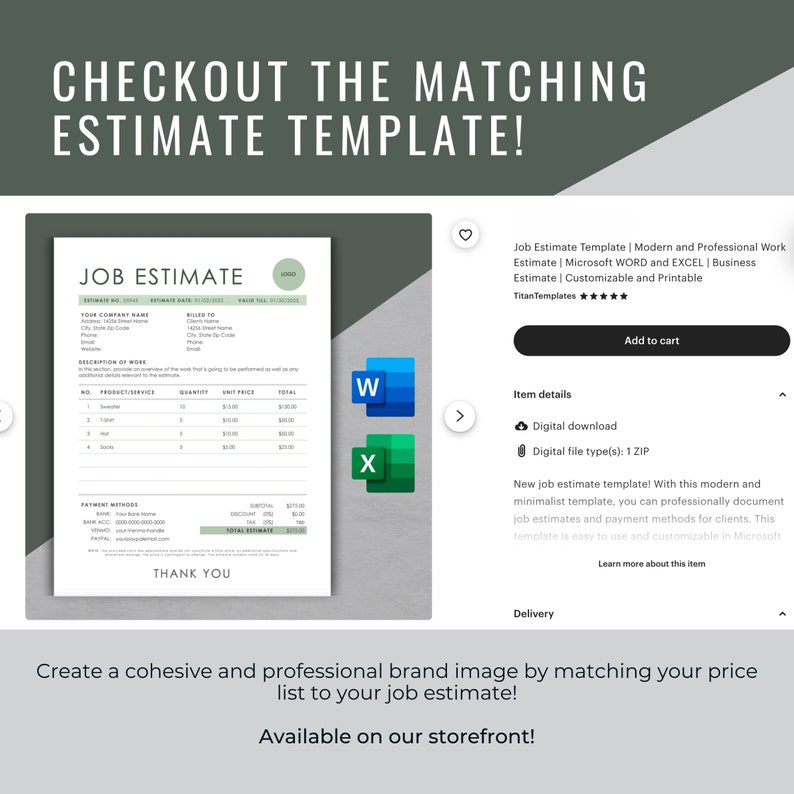 Price List Template Modern and Professional Price List Microsoft Word ...