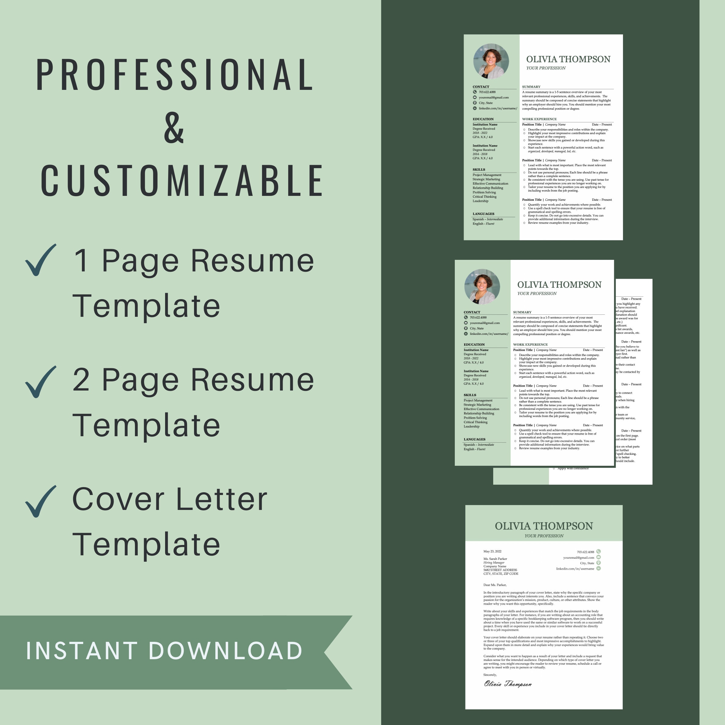 Creative Resume Template | CV Template Professional | CV Template Word ...