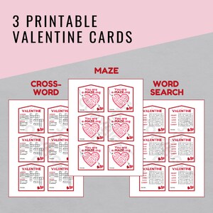 Printable Valentines Day Cards | Kid's School Valentine | Maze, Word ...