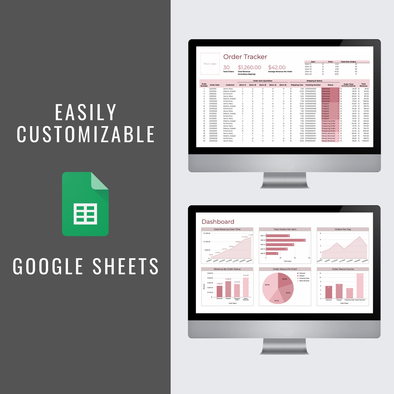 Order Tracker | Small Business Bookkeeping | Sales Tracker | Revenue ...