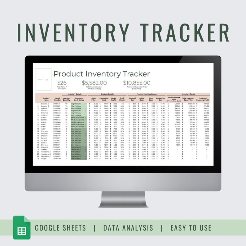 Inventory Tracker Small Business Bookkeeping Product - Etsy