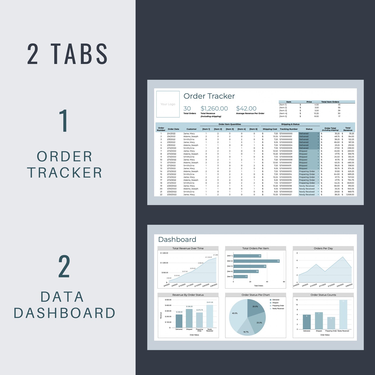 Order Tracker | Small Business Bookkeeping | Sales Tracker | Revenue ...