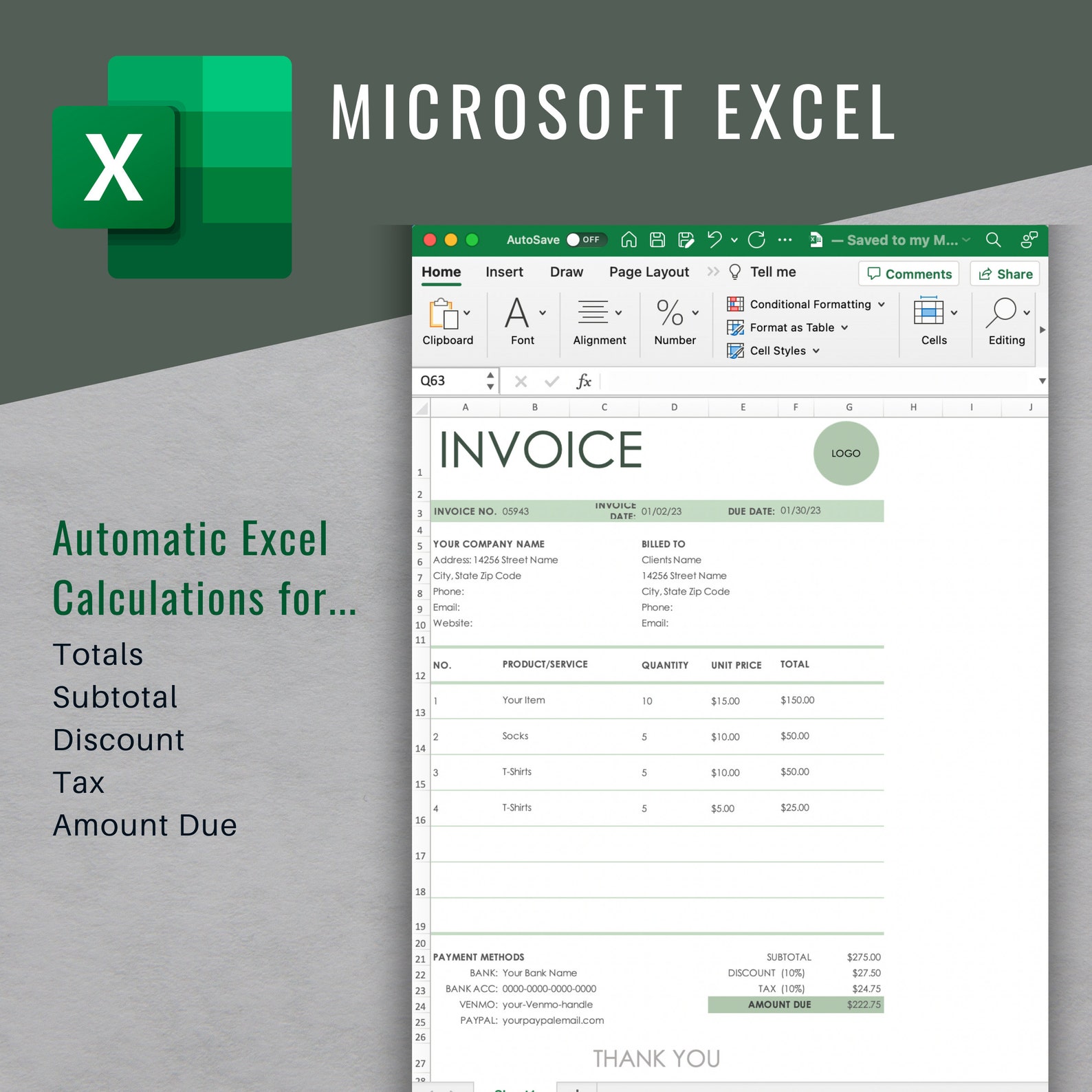 Plantilla de Factura / Factura Moderna y Profesional / Microsoft WORD y ...