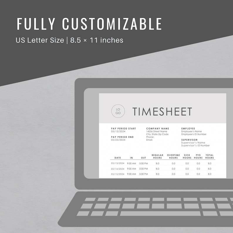 Timesheet Template | Modern and Professional Employee Timesheet ...