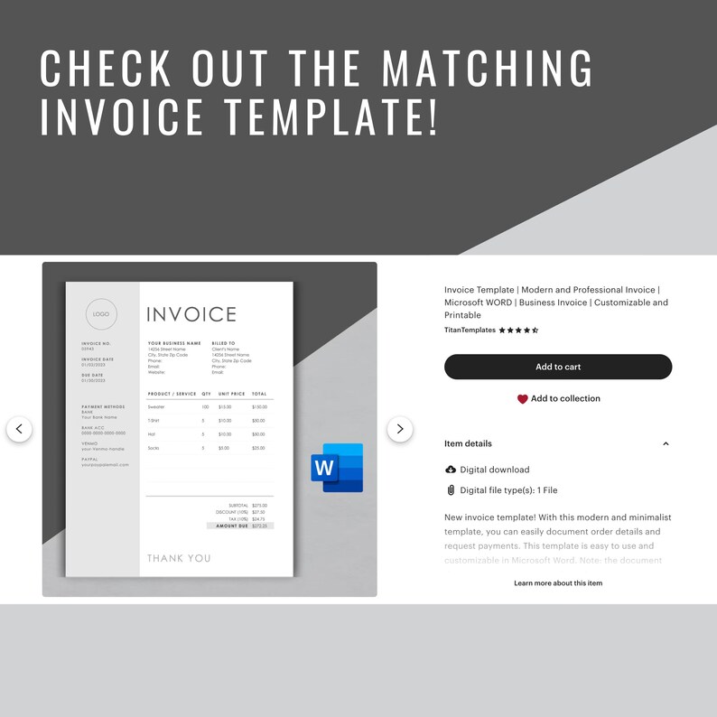 Receipt Template | Modern and Professional Receipt | Microsoft WORD ...