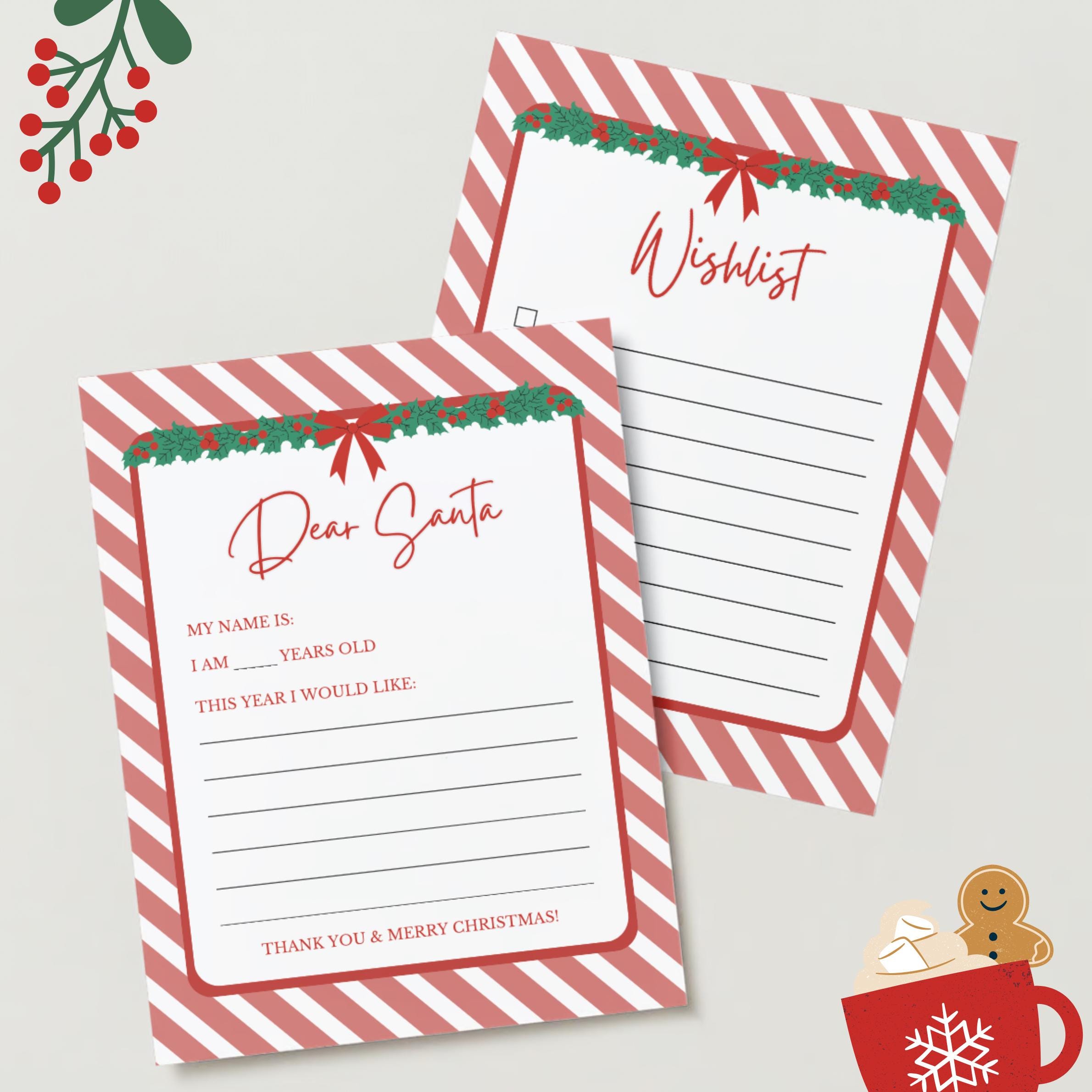 Santa Letter & Wishlist | Printable | Kids Christmas Wish List | Letter ...