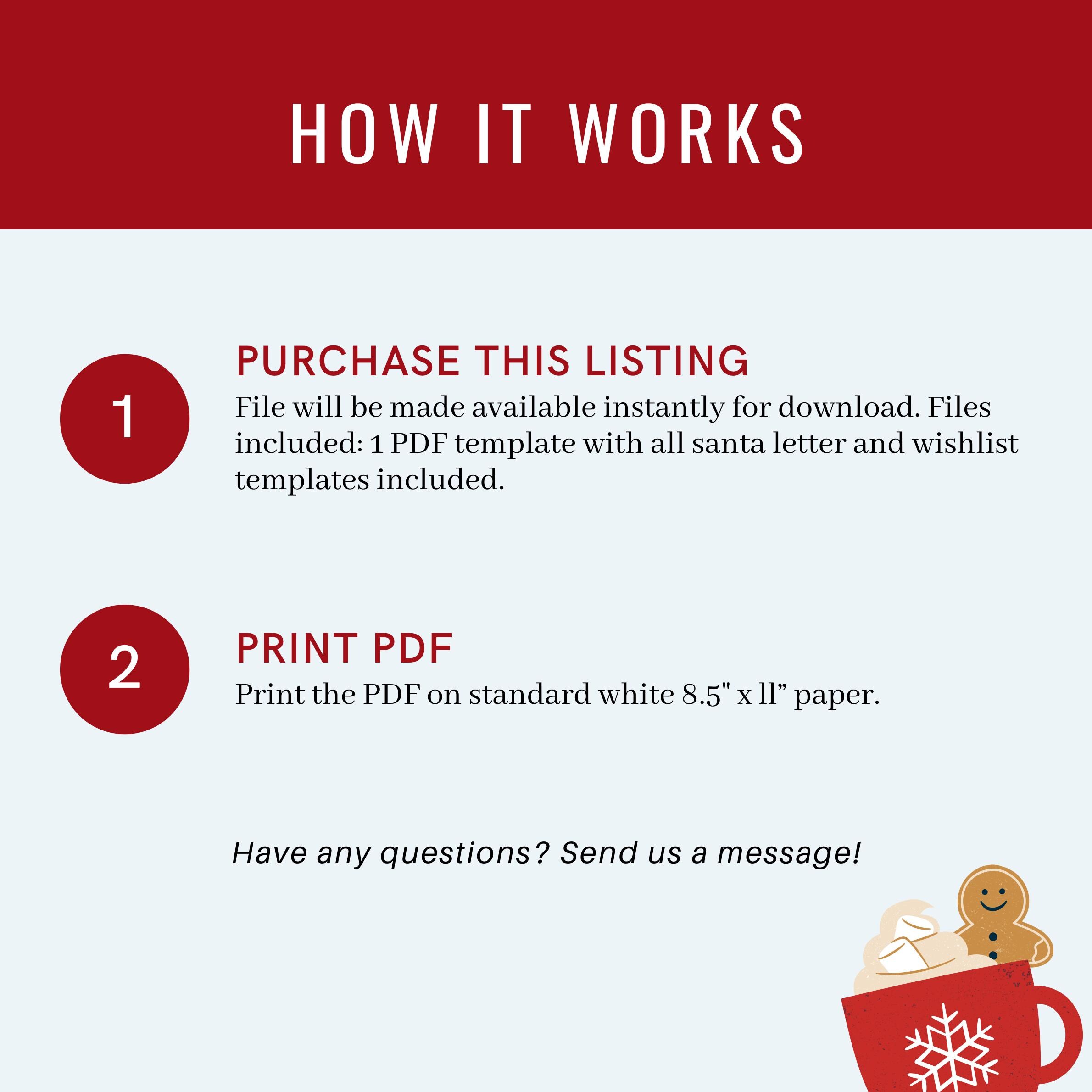Santa Letter & Wishlist | Printable | Kids Christmas Wish List | Letter ...