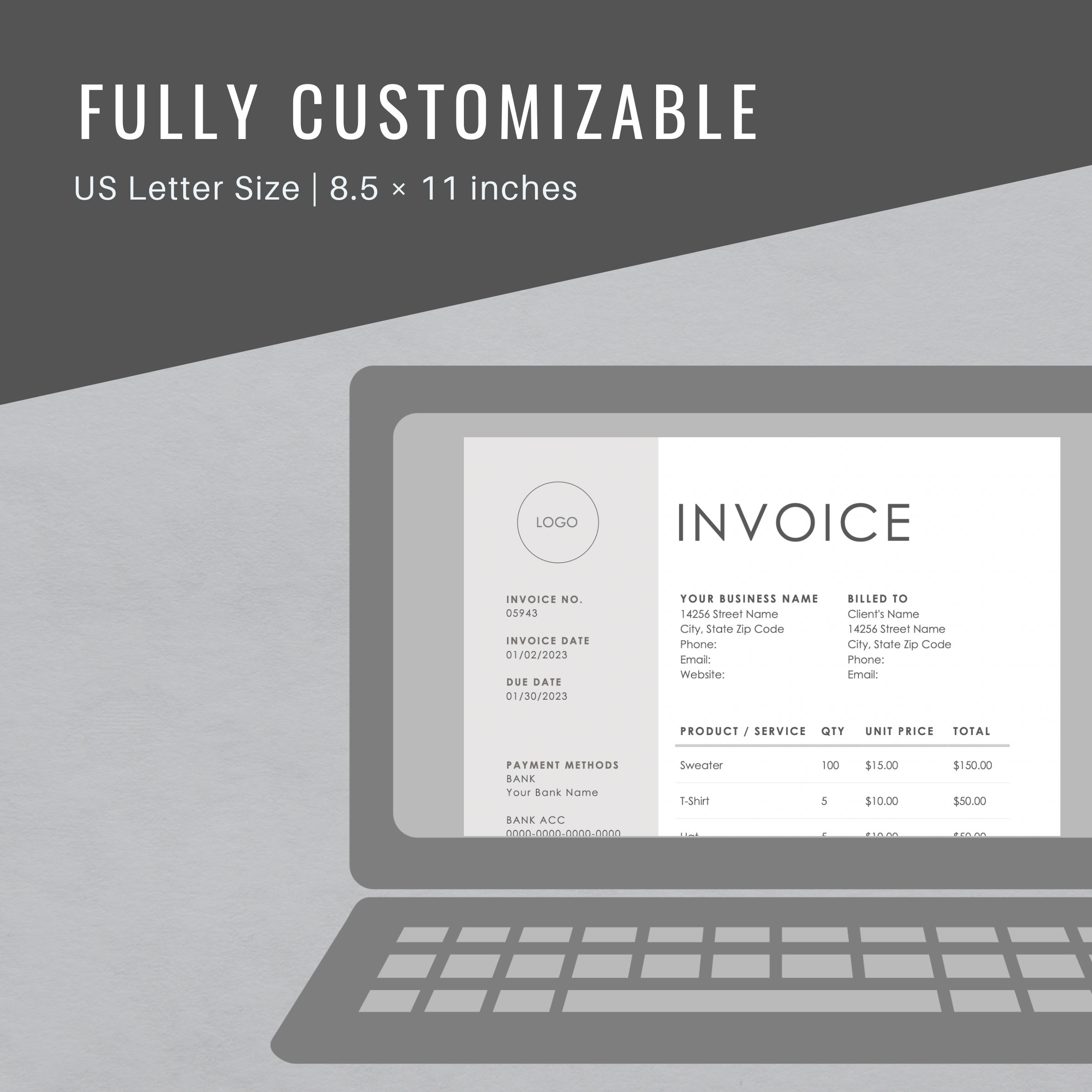 Invoice Template | Modern and Professional Invoice | Microsoft WORD ...