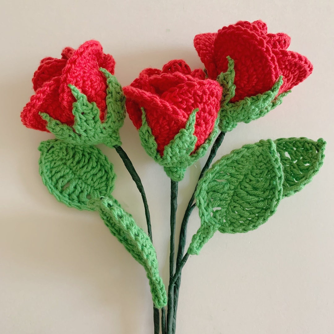 Rose With Leaf Crochet Pattern - Intermediate Skill Level - for All ...