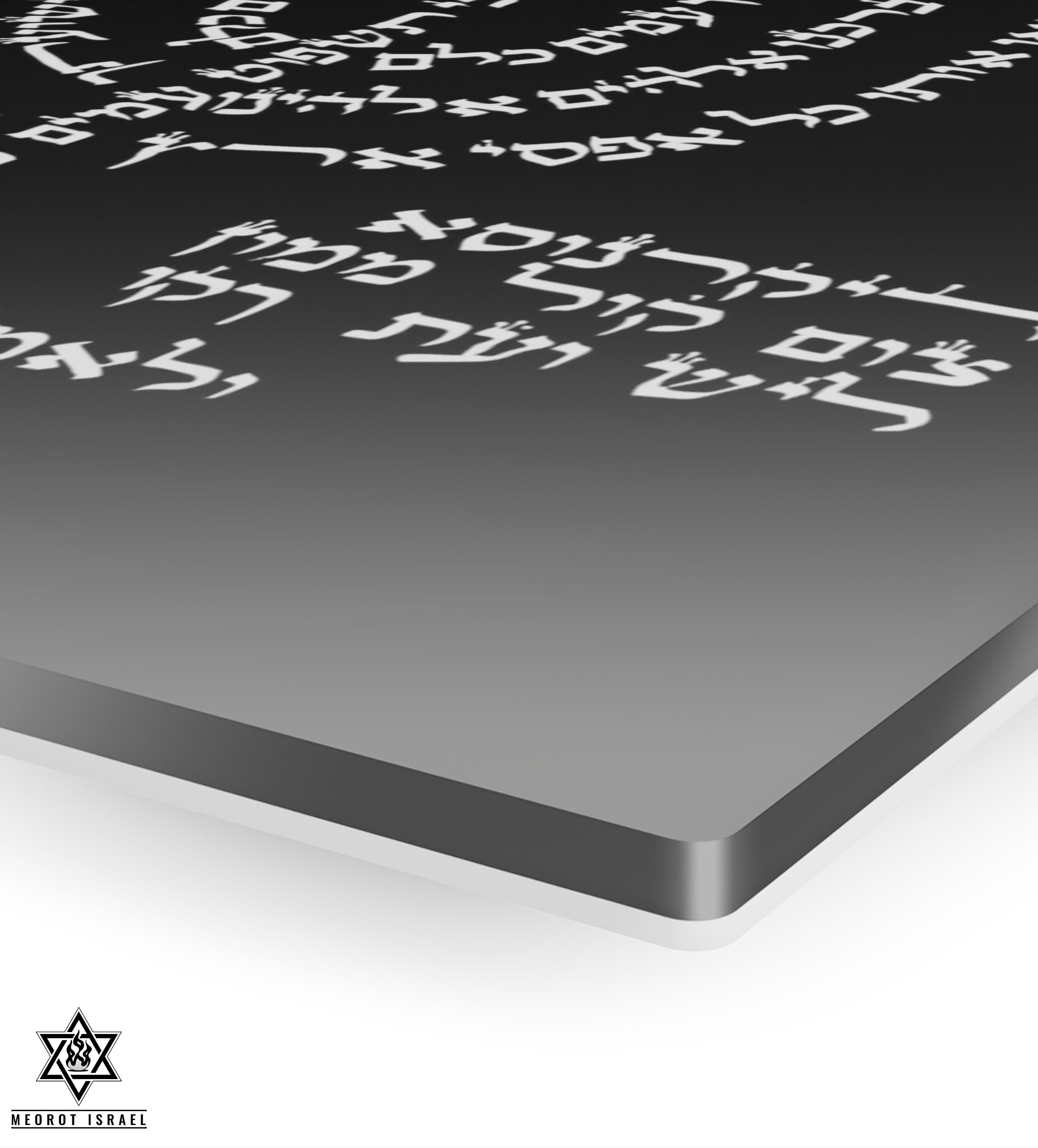 Shiviti, Lamnatzeach B'neginot Menorah Shape, Glossy Acrylic, Jewish ...