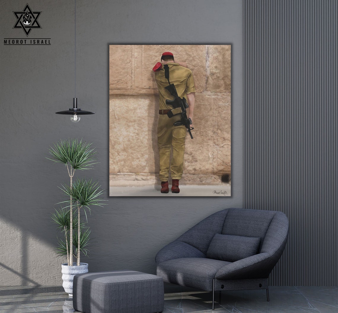 IDF Paratrooper at the Kotel Israeli Jewish Soldier Kotel Art ...
