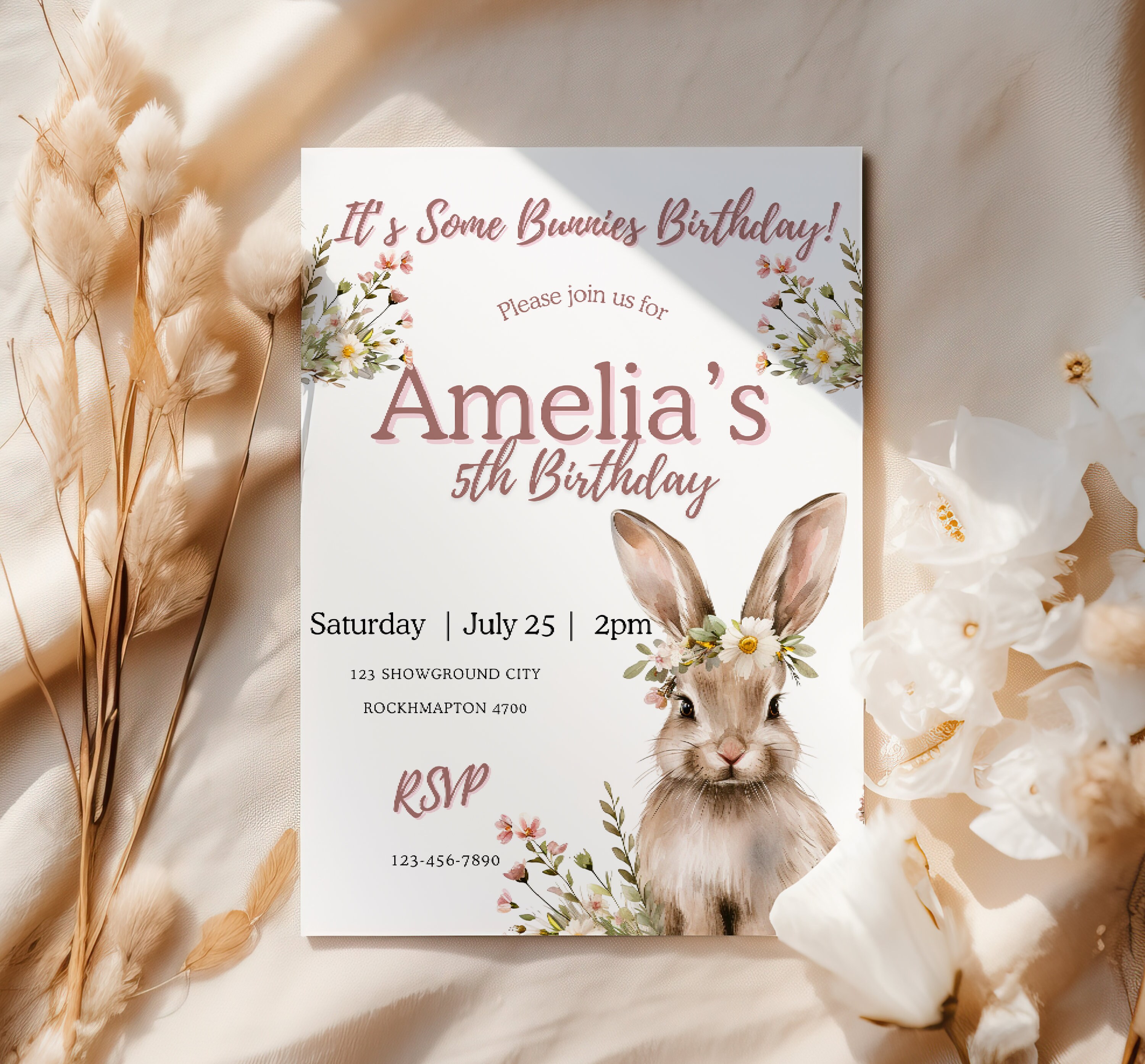EDITABLE Bunny Birthday Party Invitation Cute Bunny Invite, Some ...