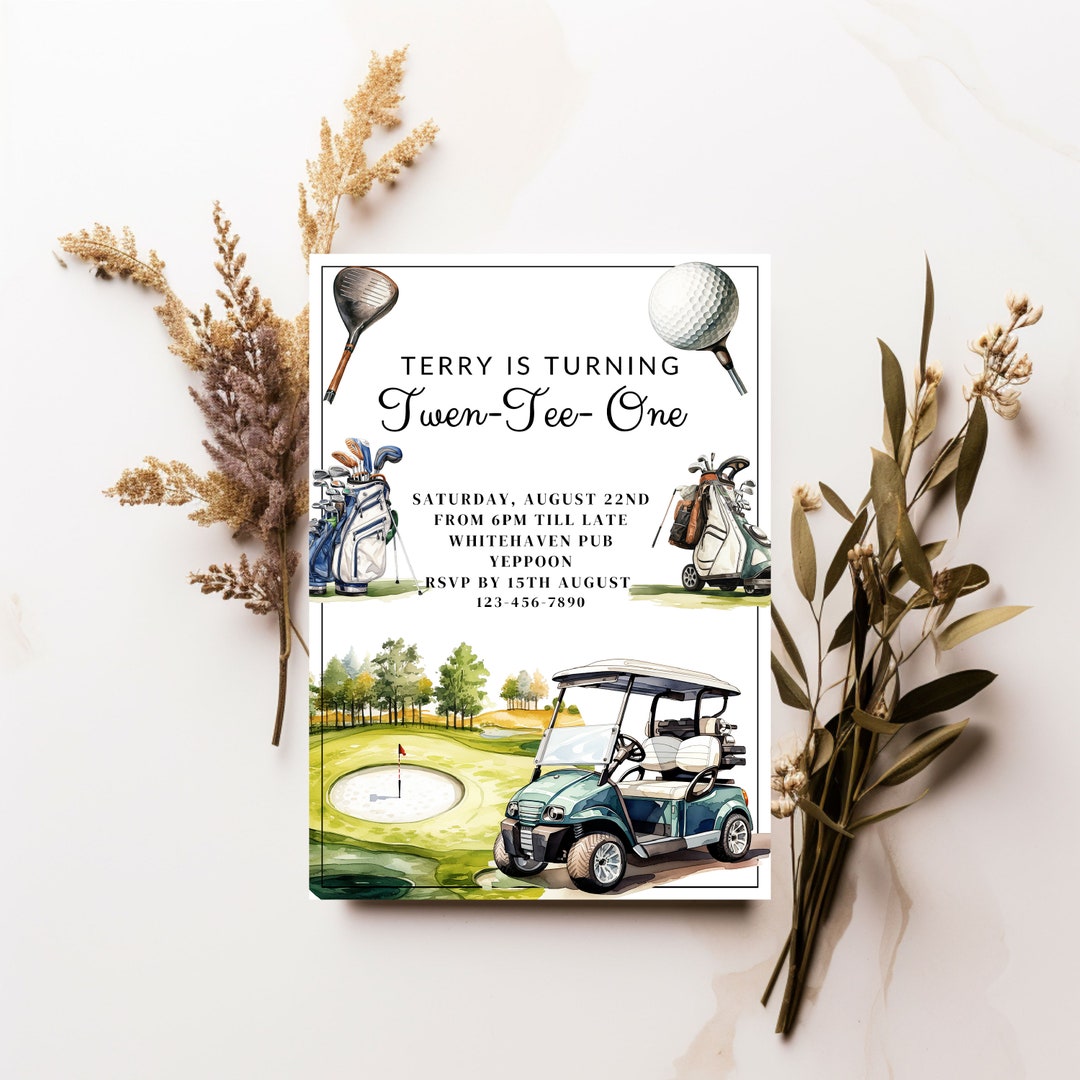 EDITABLE Golf Birthday Party Invitation 21st 30th 40th 50th Party ...