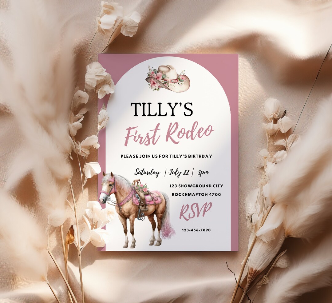 EDITABLE First Rodeo Birthday Party Invitation, Cowgirl Party Printable ...