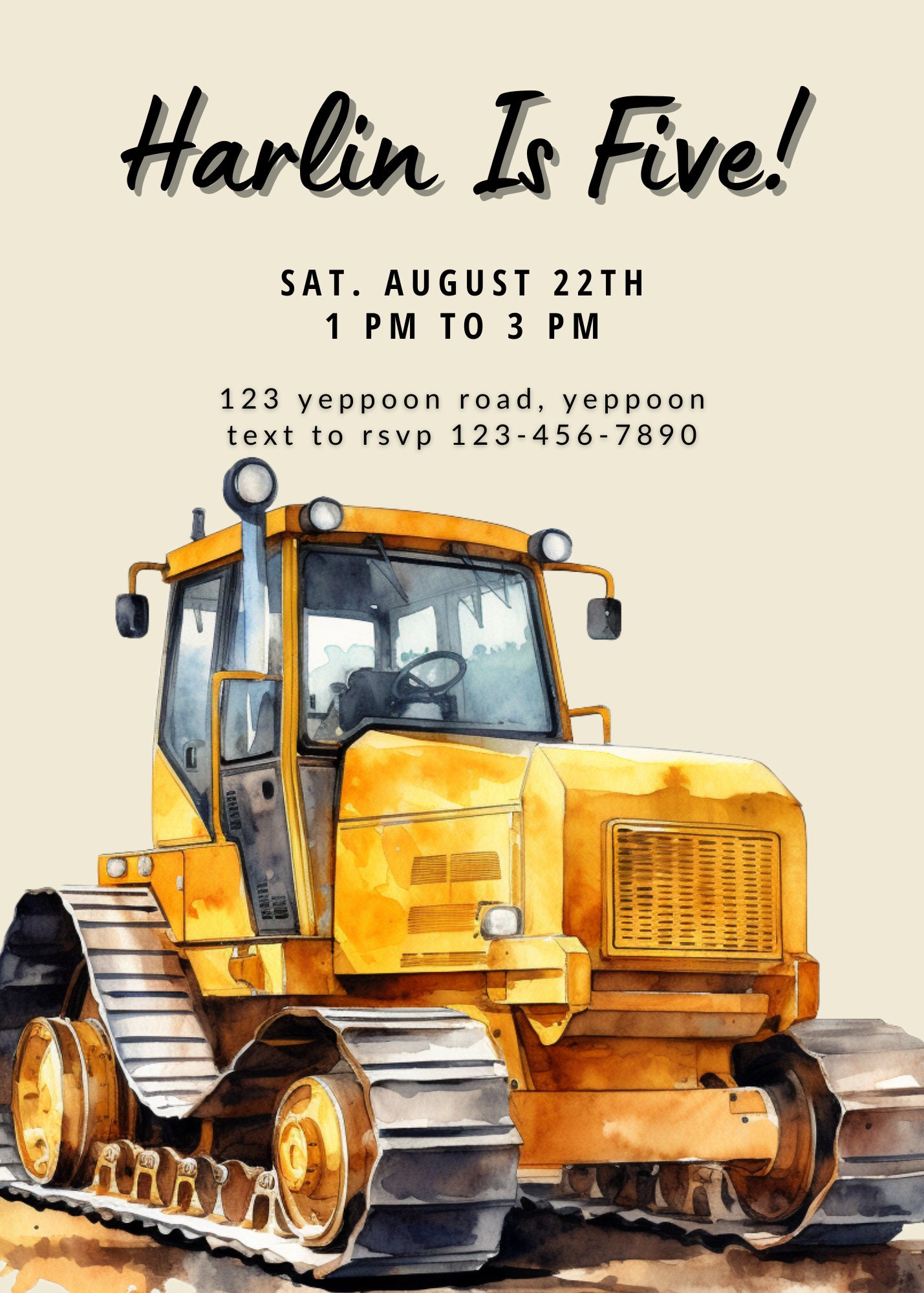 Digital Construction Birthday Invitation, Boys Birthday Invitation ...