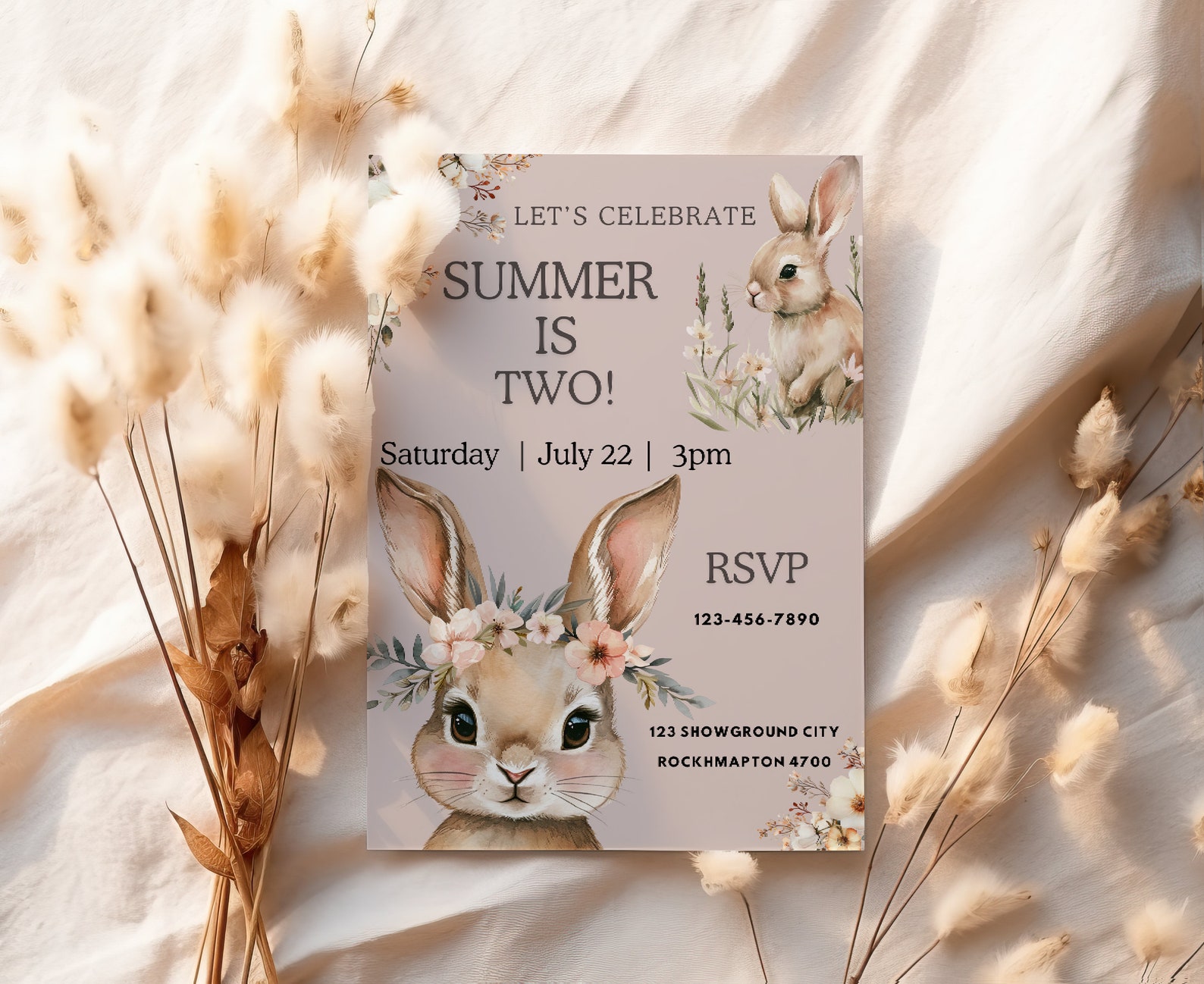 EDITABLE Bunny Birthday Party Invitation Cute Bunny Invite, Some Bunny ...