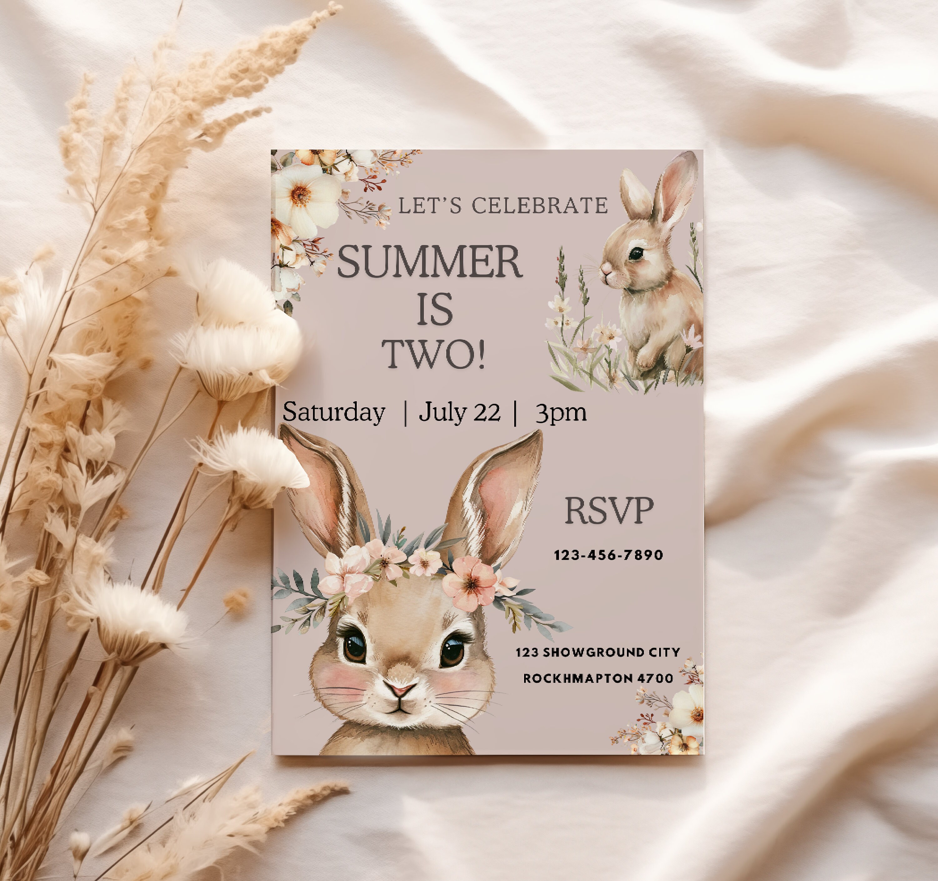 EDITABLE Bunny Birthday Party Invitation Cute Bunny Invite, Some Bunny ...
