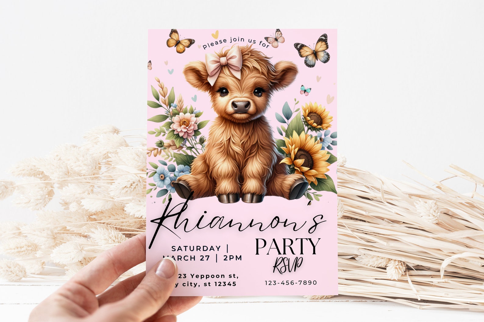 EDITABLE Highland Cow Birthday Party Invitation Highland Cow and ...