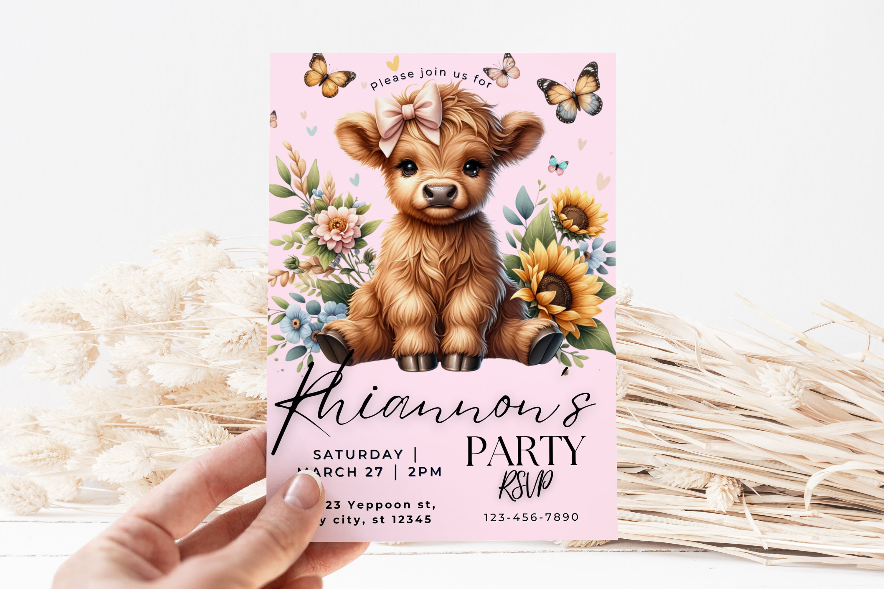 EDITABLE Highland Cow Birthday Party Invitation Highland Cow and ...