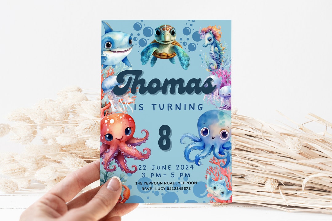 EDITABLE Under the Sea Birthday Party Invitation Ocean Theme Invite ...