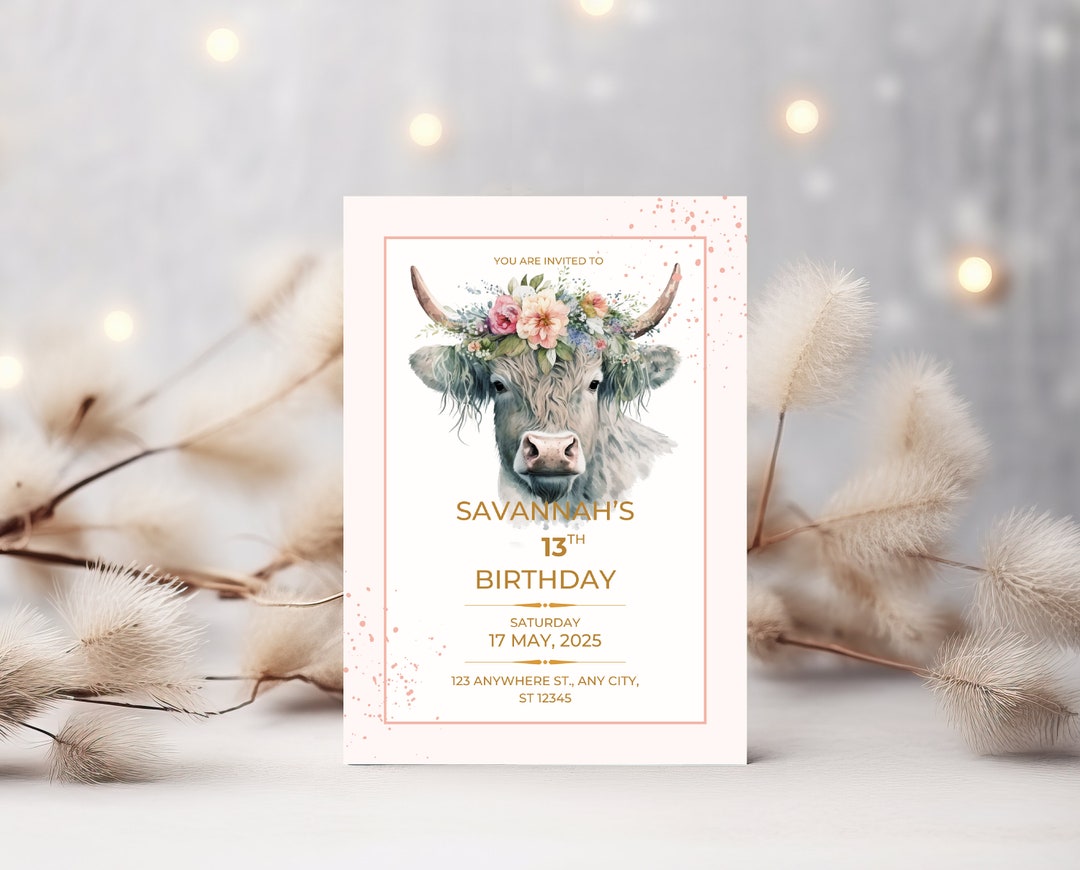 EDITABLE Cow Birthday Party Invitation Holy Cow Party Printable ...