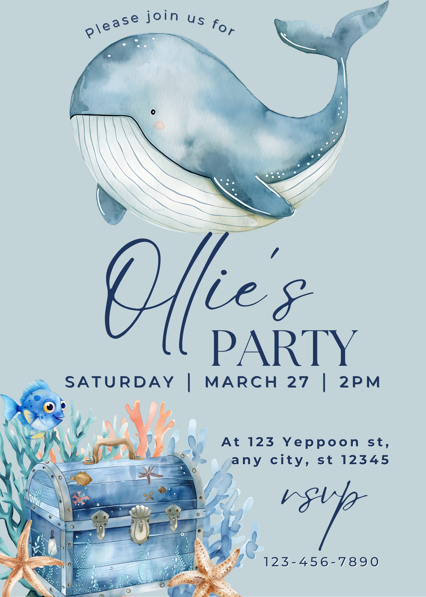 EDITABLE Under the Sea Birthday Party Invitation Ocean Party Printable ...