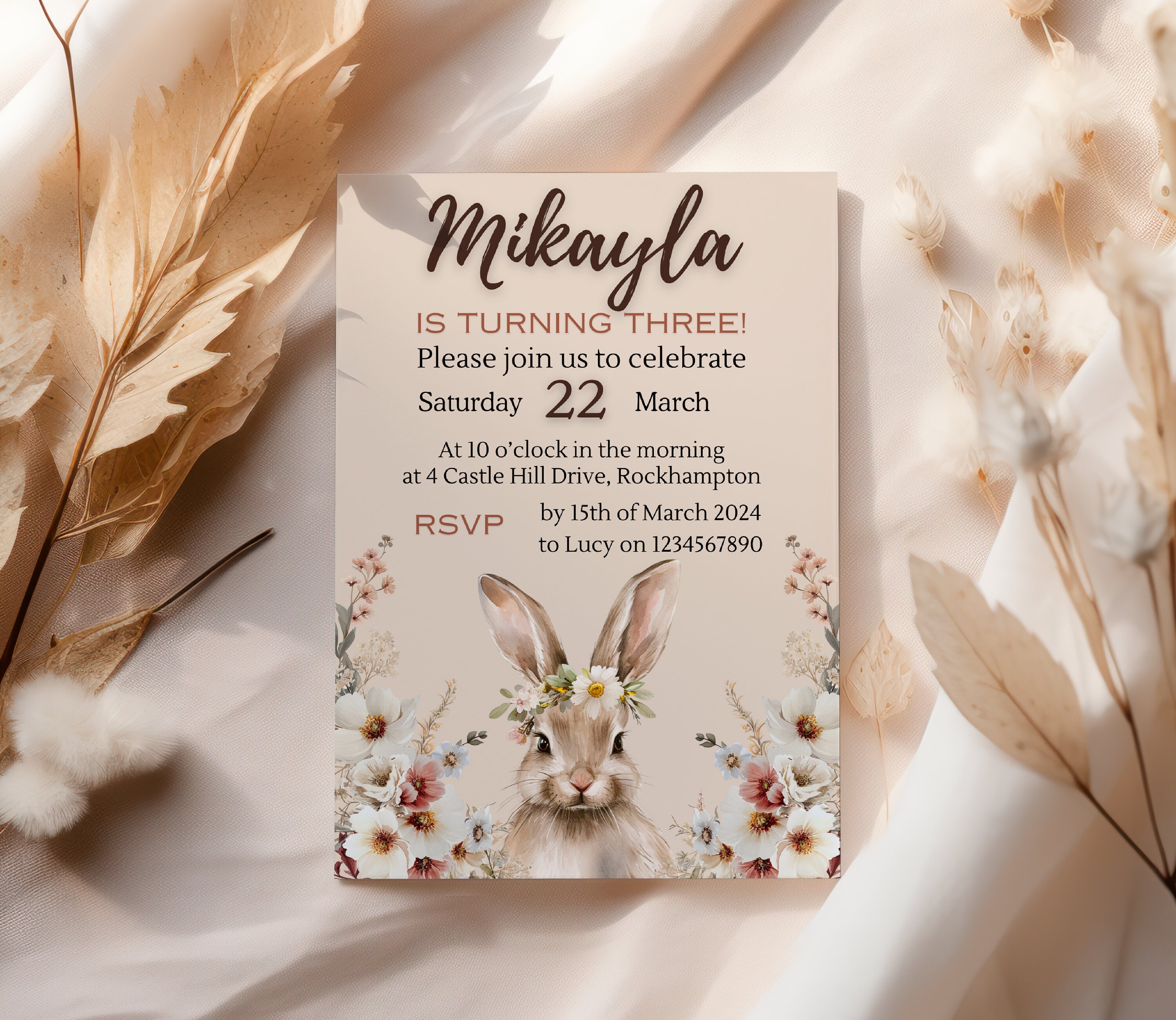 EDITABLE Bunny Birthday Party Invitation Cute Bunny Invite Some Bunny's ...