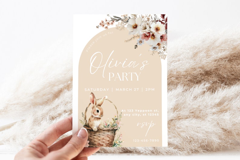 EDITABLE Bunny Birthday Party Invitation Cute Bunny Invite Some Bunny's ...
