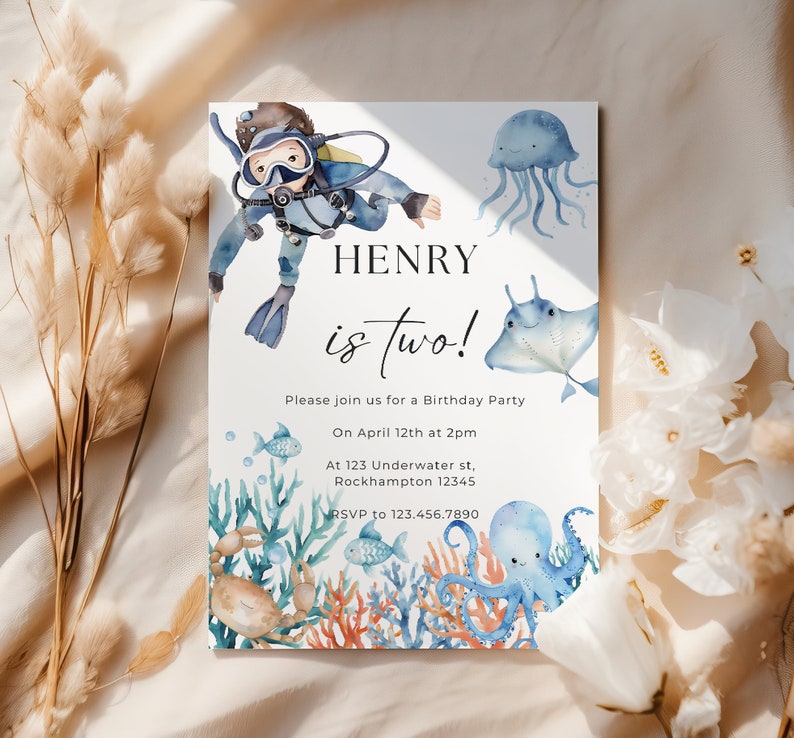 EDITABLE Under the Sea Birthday Party Invitation, Ocean Party Printable ...