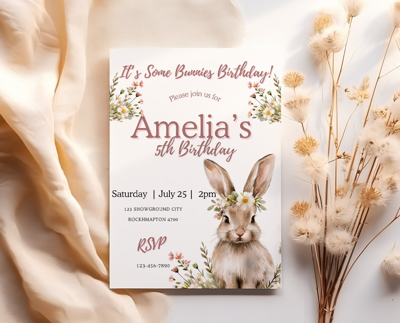 EDITABLE Bunny Birthday Party Invitation Cute Bunny Invite, Some ...