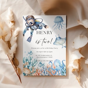 EDITABLE Under the Sea Birthday Party Invitation, Ocean Party Printable ...