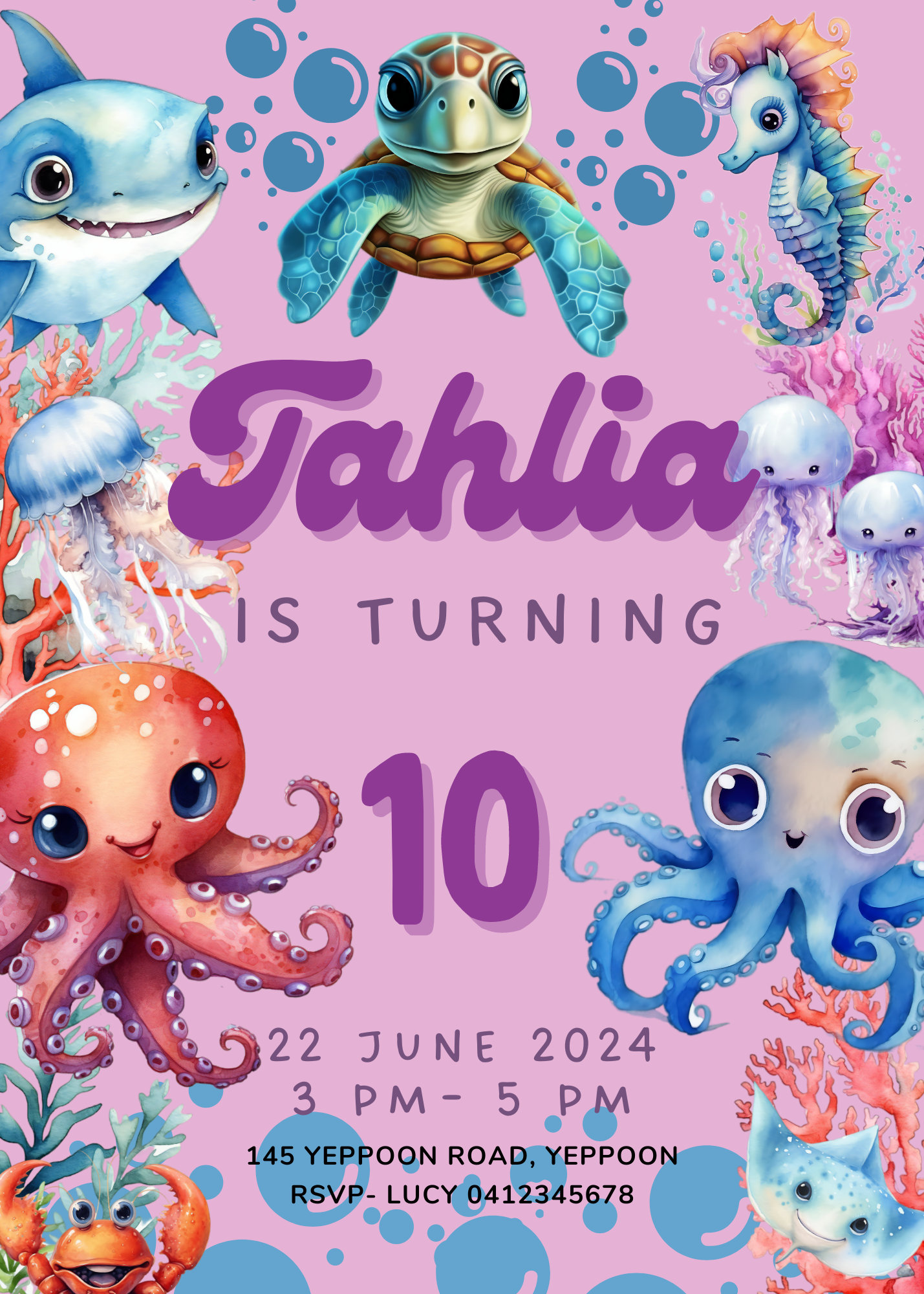 EDITABLE Under the Sea Birthday Party Invitation Ocean Party Printable ...