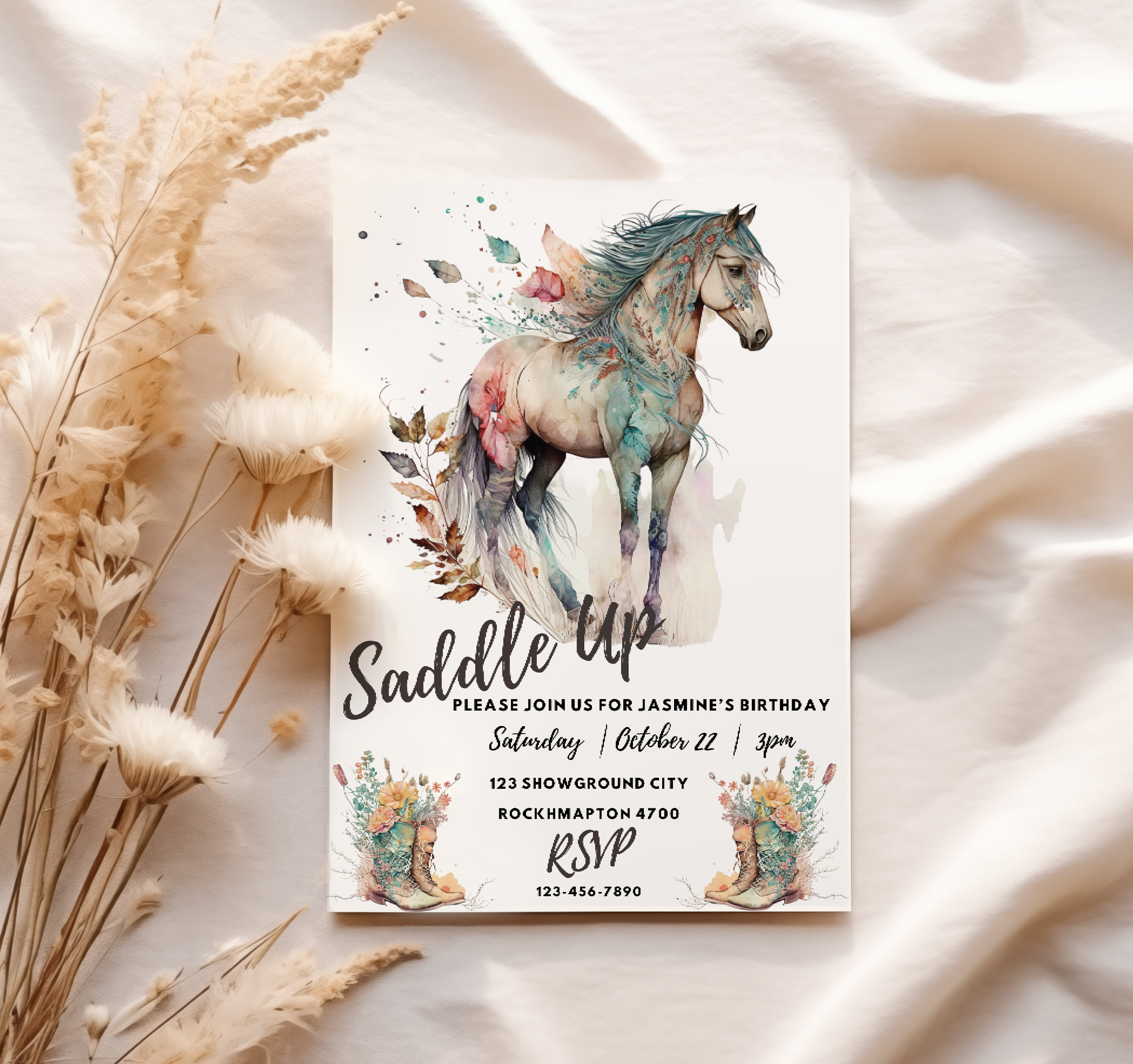 EDITABLE Saddle up Birthday Party Invitation, Horse Party Printable ...