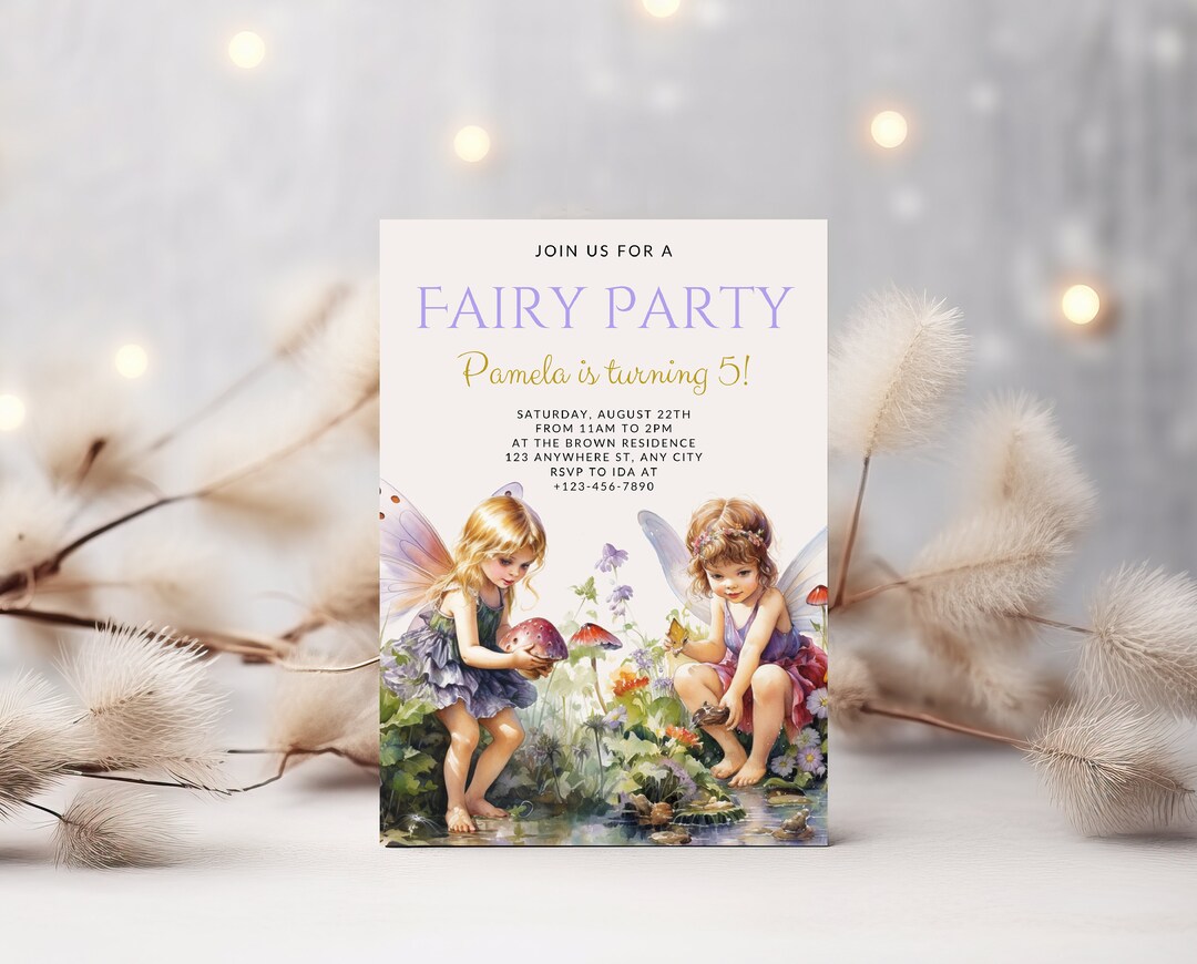EDITABLE Fairy Invitation, Girl Fairy Invite, Fairy Invite, Fairy ...