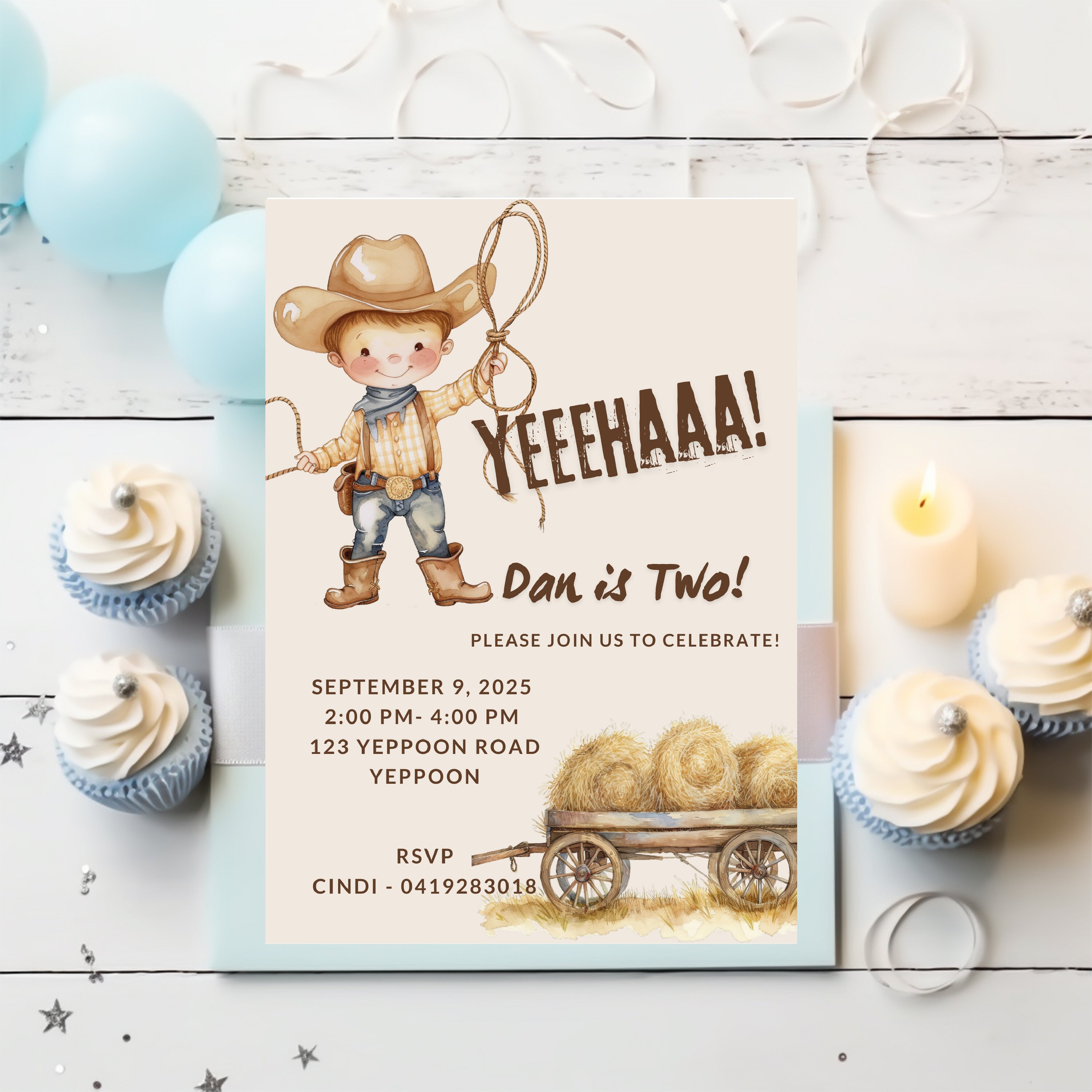 EDITABLE Cowboy Birthday Party Invitation Farm Party Printable Boy ...