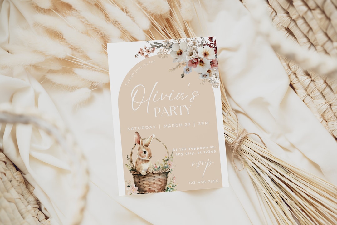 EDITABLE Bunny Birthday Party Invitation Cute Bunny Invite Some Bunny's ...