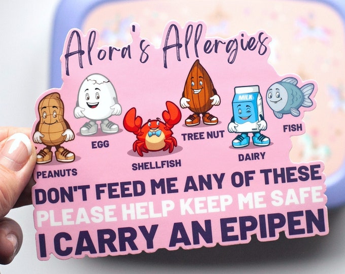 Customized Food Allergy Label Kid School Allergies Sticker Lunch Box ...
