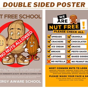 Food Allergy Sign Nut Free Zone Poster Peanut Free School Peanut ...
