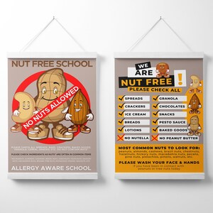 Food Allergy Sign Nut Free Zone Poster Peanut Free School Peanut ...
