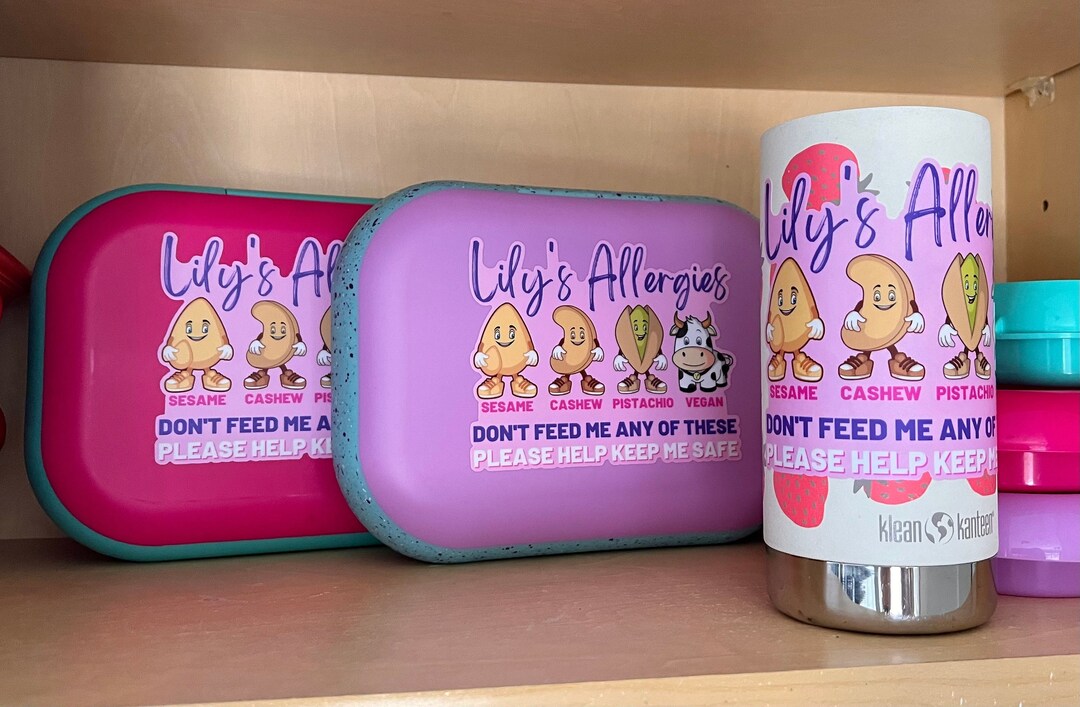 Allergy Sticker Kid Custom Food Allergy Awareness Sticker Lunch Box ...