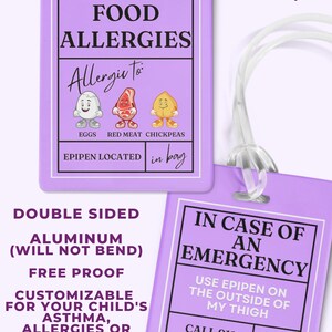 Personalized Medical Alert ID Tag Epi-pen Inside Tag Food Allergy Alert ...
