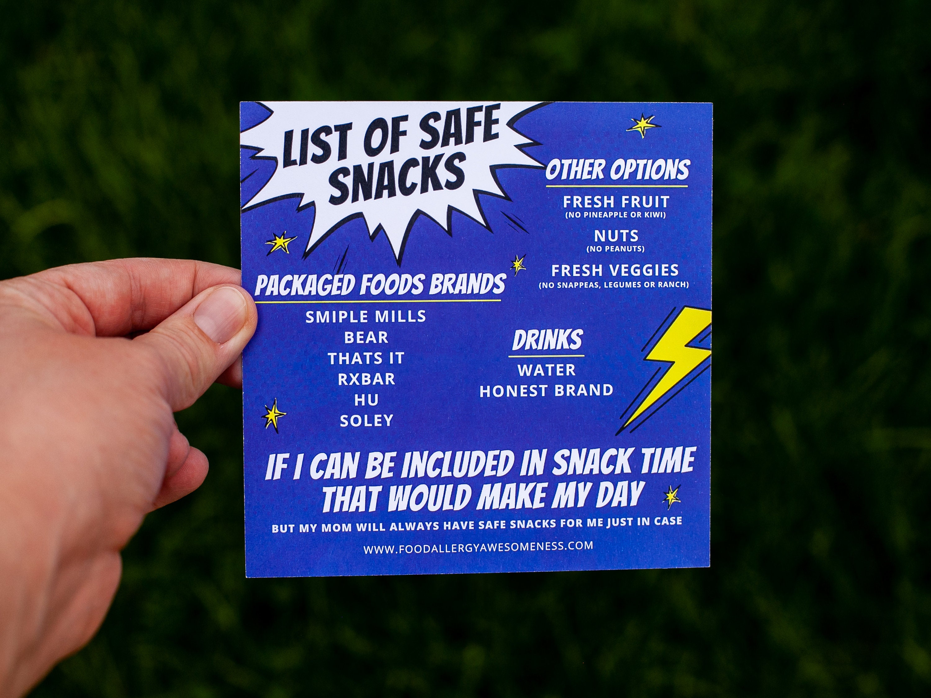 Customizable Food Allergy Safe Snack Card Super Hero Theme - Etsy