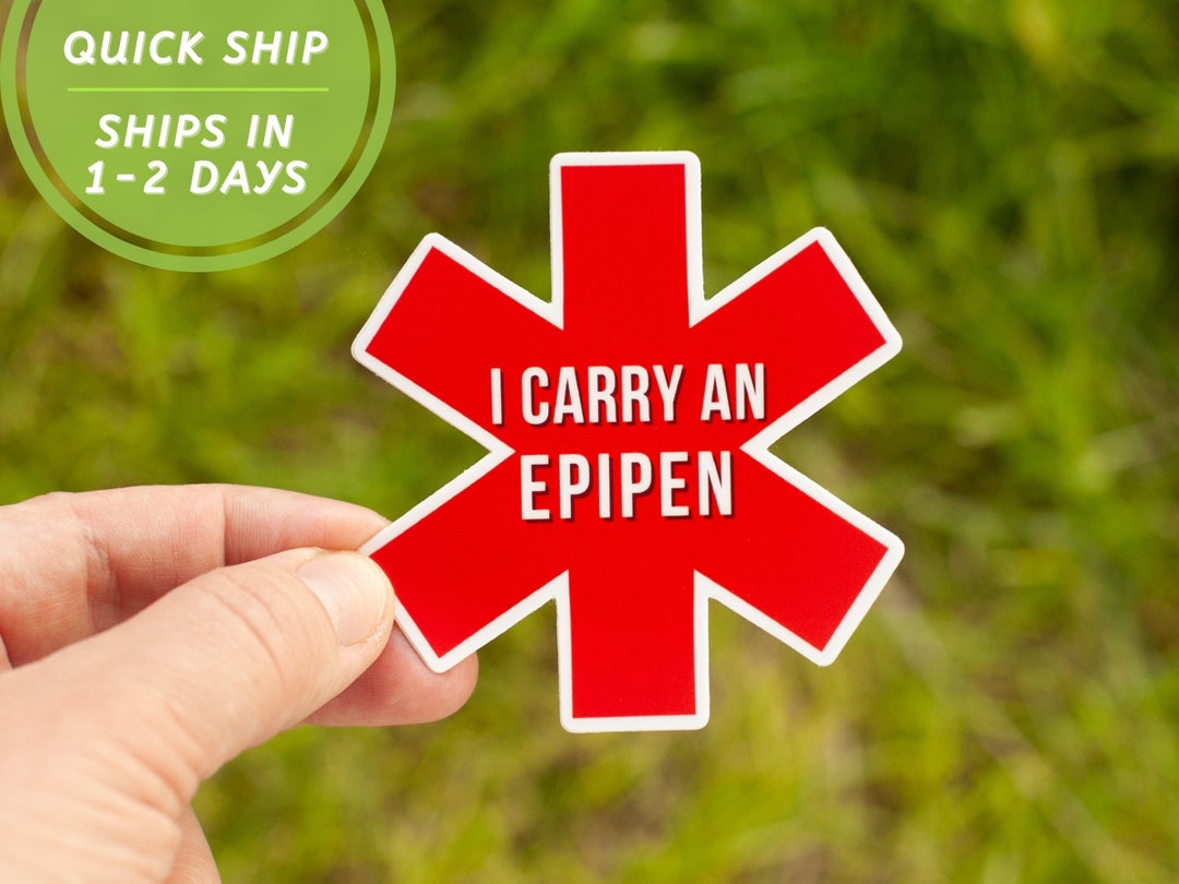 Medical Symbol - I Carry an Epipen Sticker Red - Severe Food Allergies ...