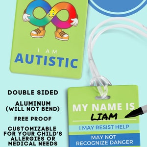 Autism Awareness Autistic Emergency Contact Information Alert Medical ...