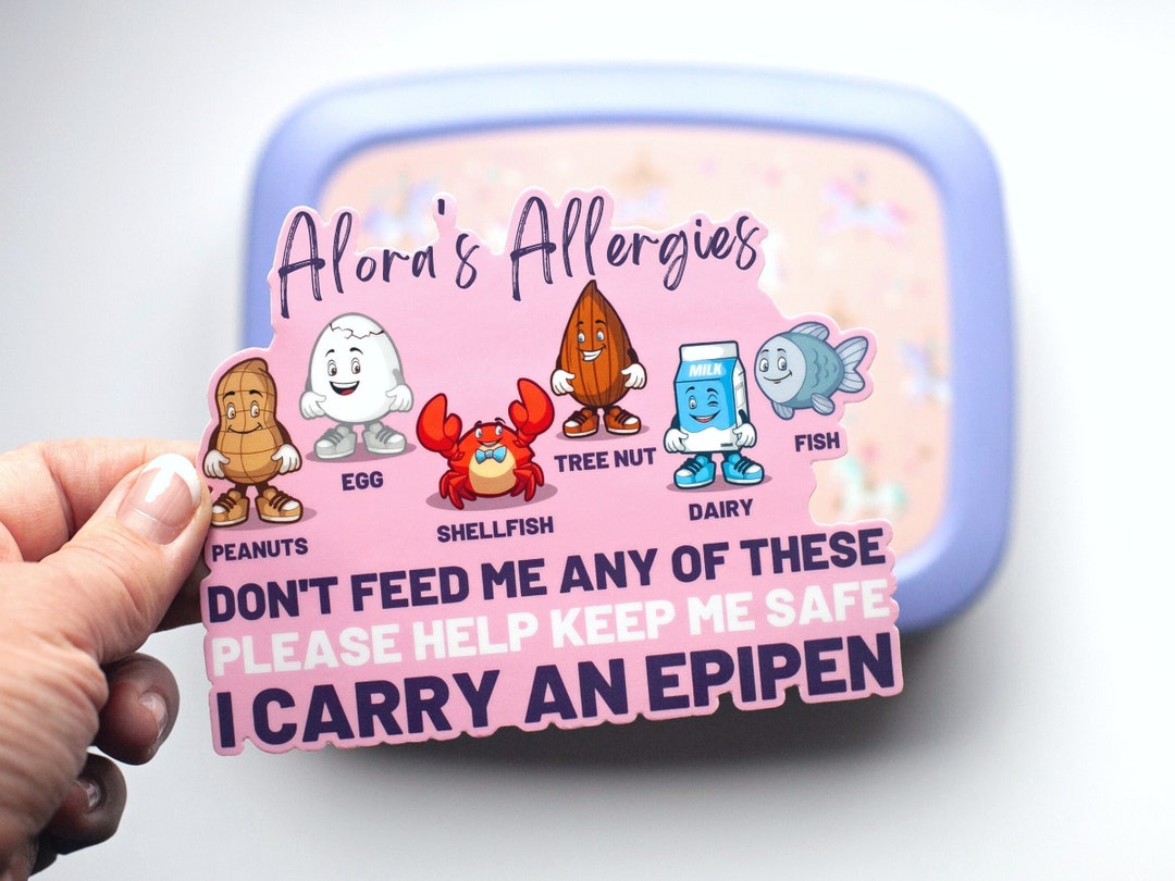 Customized Food Allergy Label Kid School Allergies Sticker Lunch Box ...