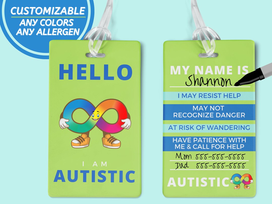 Autism Awareness Autistic Emergency Contact Information Alert Medical ...