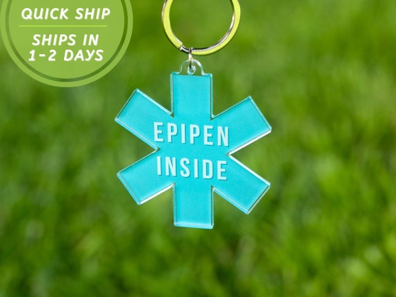 Epipen Inside Tag Teal Medical Alert / Food Allergy Awareness - Etsy
