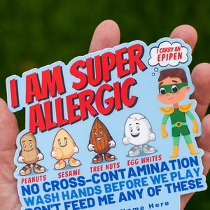Custom Food Allergy Stickers for Lunch Boxes Labels School Children ...